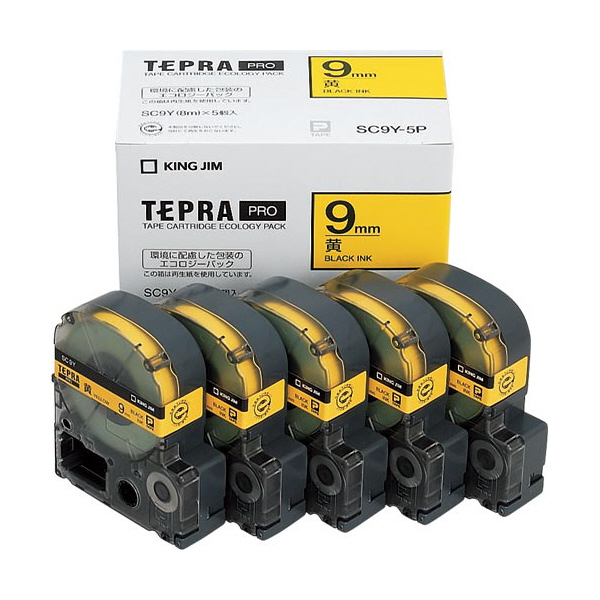 （株）キングジム-黒9／Pテープエコパックキ SC9Y－5P-teraido(テライド)